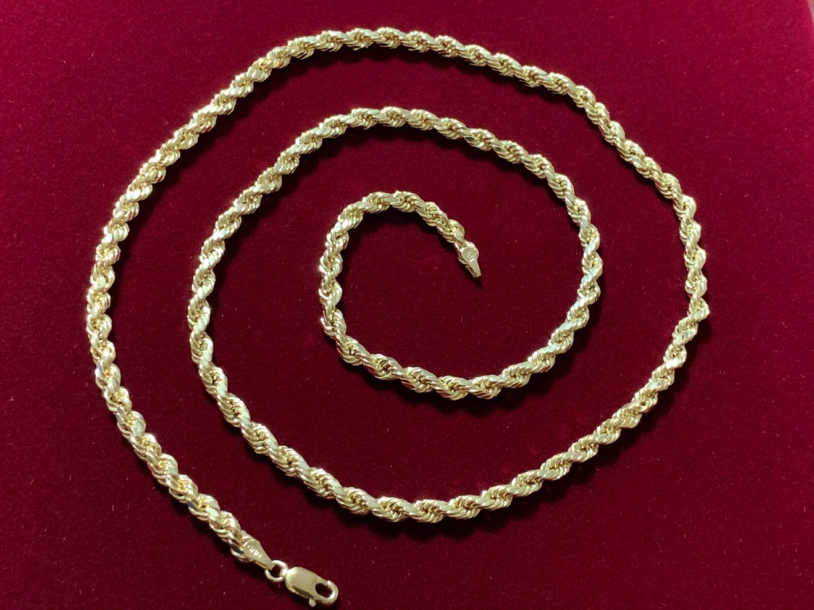 10k solid Gold Rope Chain 3mm 26" yellow gold Diamondcut 10kt solid ...