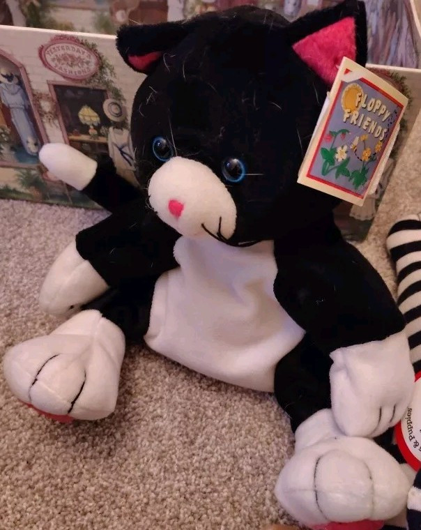 Vintage Floppy Friends Black Cat Allie Plush Stuffed Animal Cat Rare ...