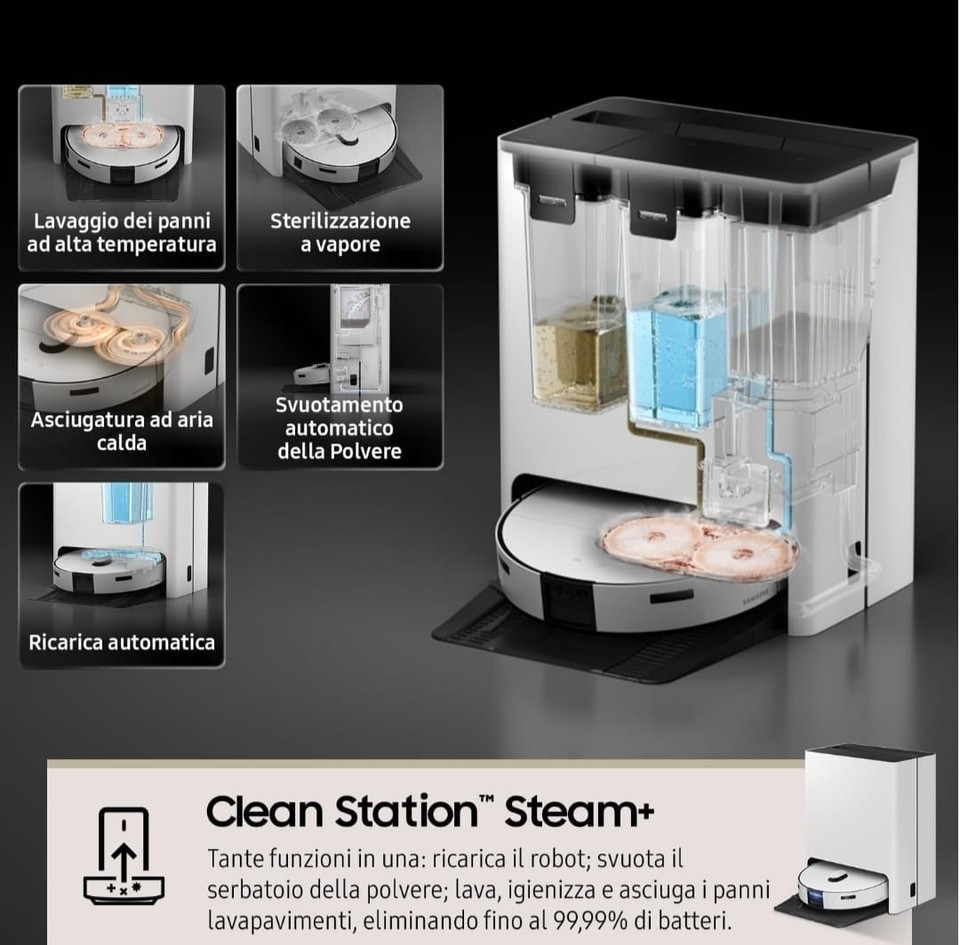 Samsung Robot Aspirapolvere VR7MD97714G/WA Jet Bot Combo AI, Clean ...