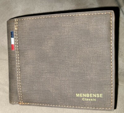 New Men's MENBENSE Classic Brown Leather Wallet Credit Card/ID/Photo ...