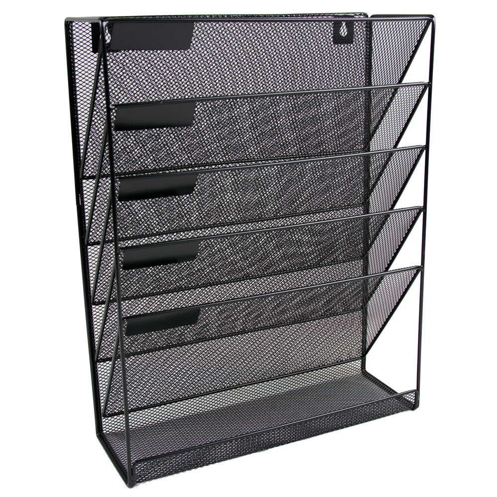 Hanging Magazine Rack Wall Mounted Document Holder 6 Tier Mesh Metal ...