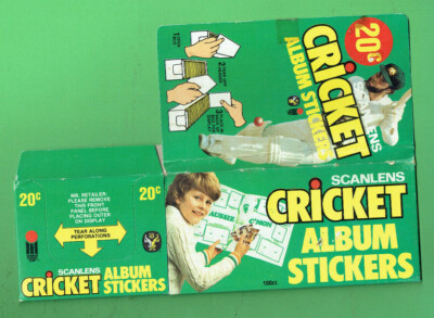 #D486. SCANLENS 1980s CRICKET STICKERS COUNTER DISPLAY BOX - EMPTY ...