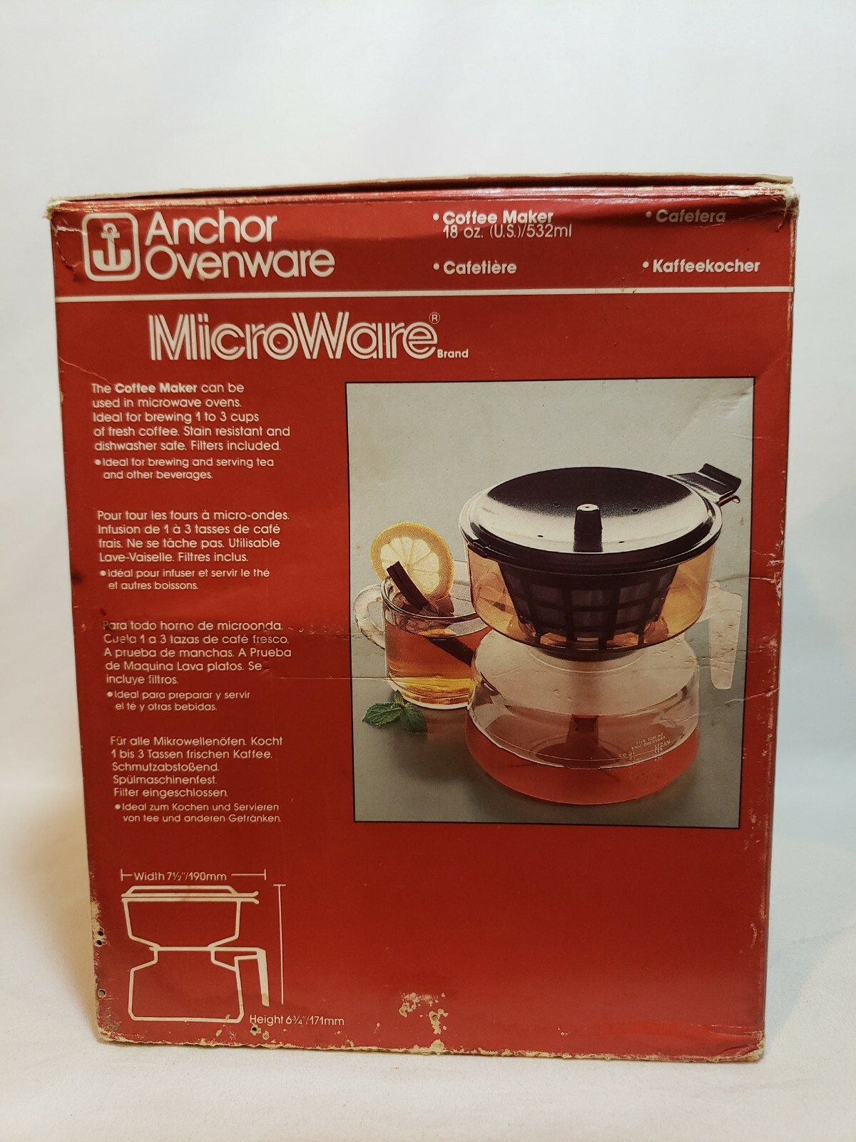 Anchor Hocking Ovenware Microware Microwave Coffee Maker Pot Vintage 80 ...