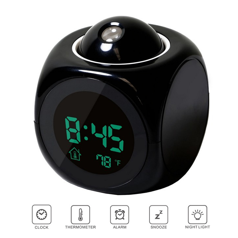 LED Projection Alarm Clock Digital LCD Display Voice Talking Weather ...