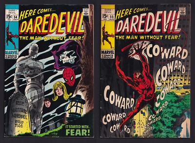 Daredevil #54 & #55 Marvel 1969 Spider-Man Appearance! 1st Saxon as Mr ...