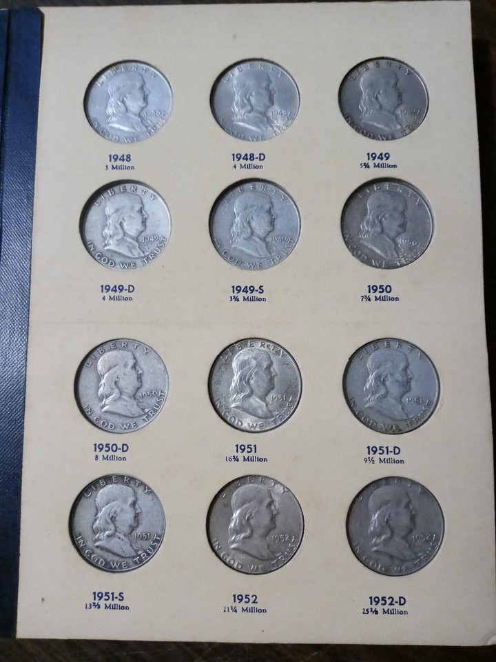Silver Franklin Head Half Dollars - Complete Book/Set 1948 to 1963 | eBay