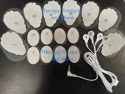 ELECTRODE LEAD CABLE (3.5mm) + 8 LG, 8 SM OVAL PADS FOR EROSTEK OR TENS ...
