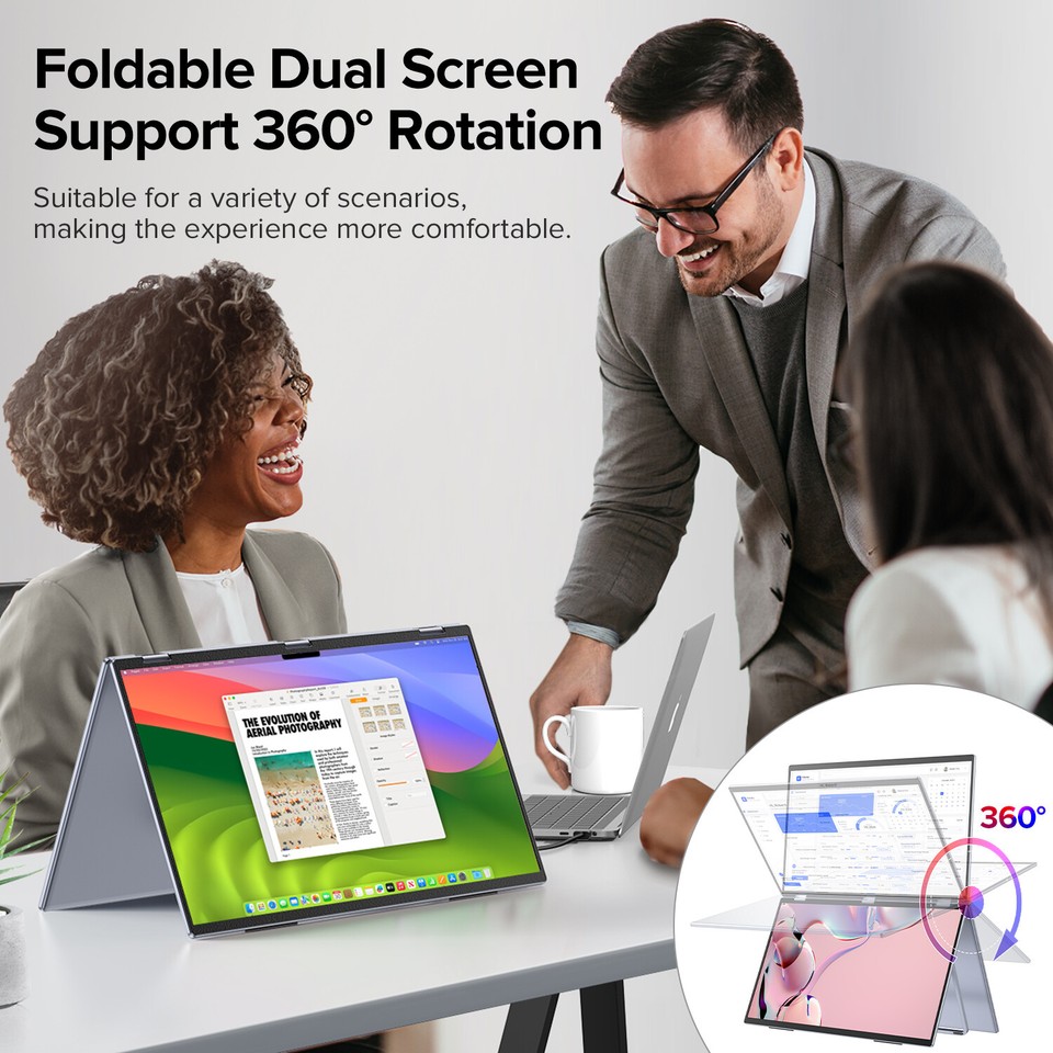 Dual Portable Monitor for Laptop Screen 18.5" FHD Extender Monitor Fold ...