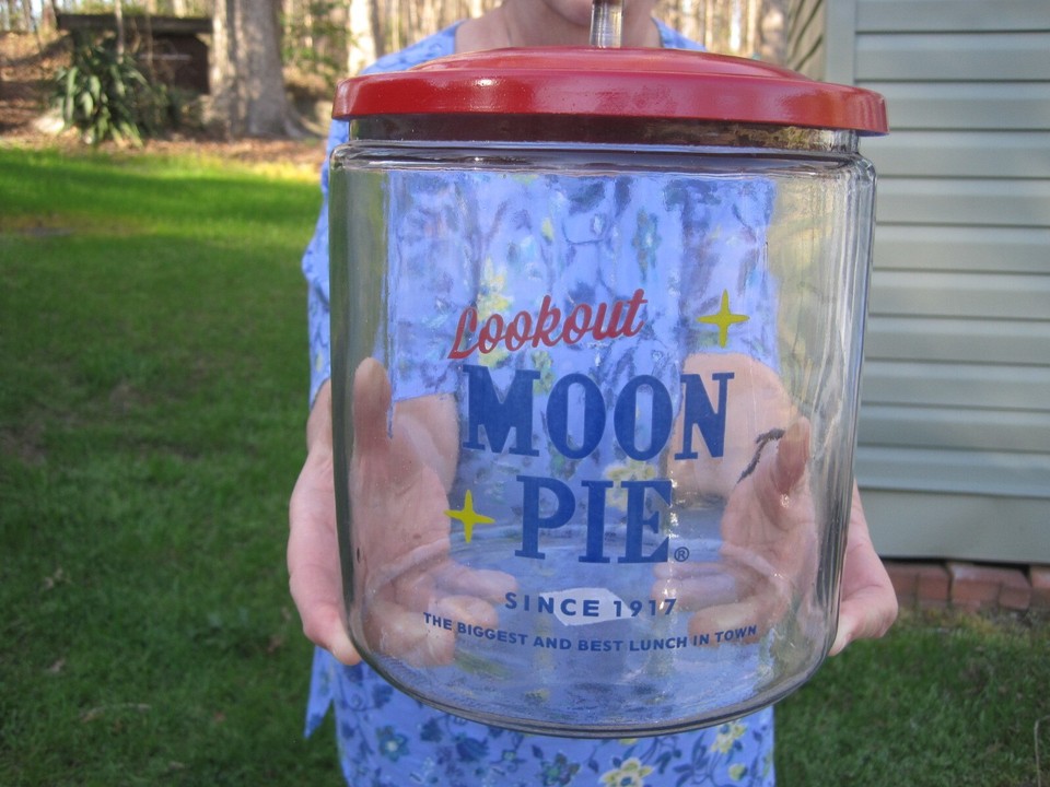 Vintage Style Lookout Moon Pie Jar Advertising Counter Snack Jar W ...