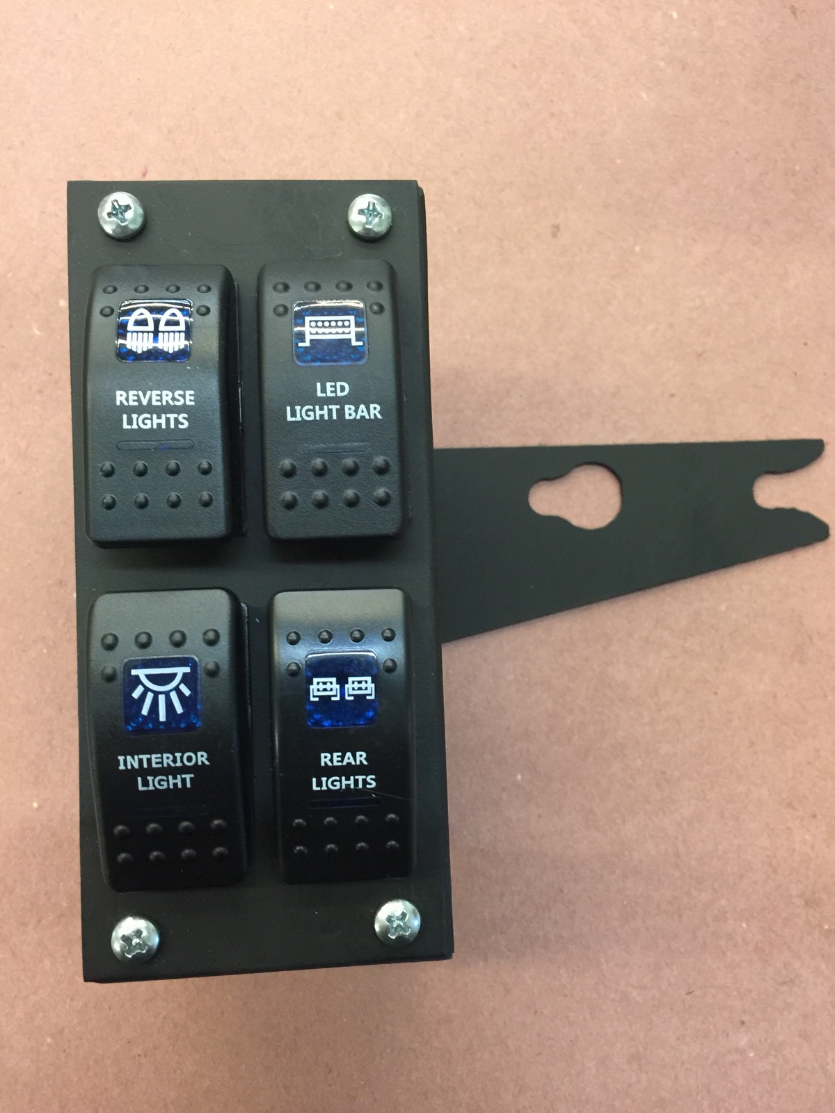 LIGHTED HUMVEE 4-GANG GREEN ROCKER SWITCH PANEL WITH 24V SWITCHES M998 ...