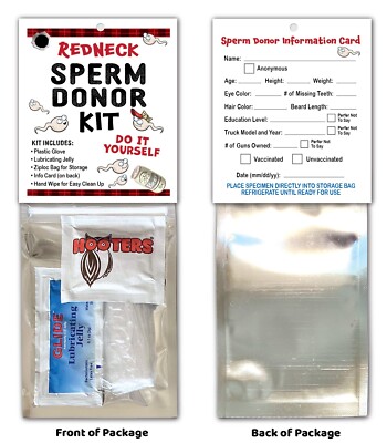 Redneck SPERM DONOR KIT Gag Joke GIFT Stocking Stuffer White Elephant ...