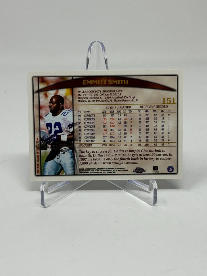 1998 Topps Chrome Football Emmitt Smith Card #151 | eBay