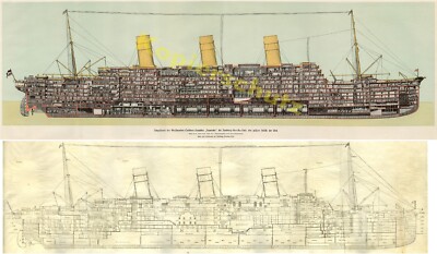 or. Schnittbild HAPAG Dampfschiff Imperator Details Seefahrt Vulcan ...