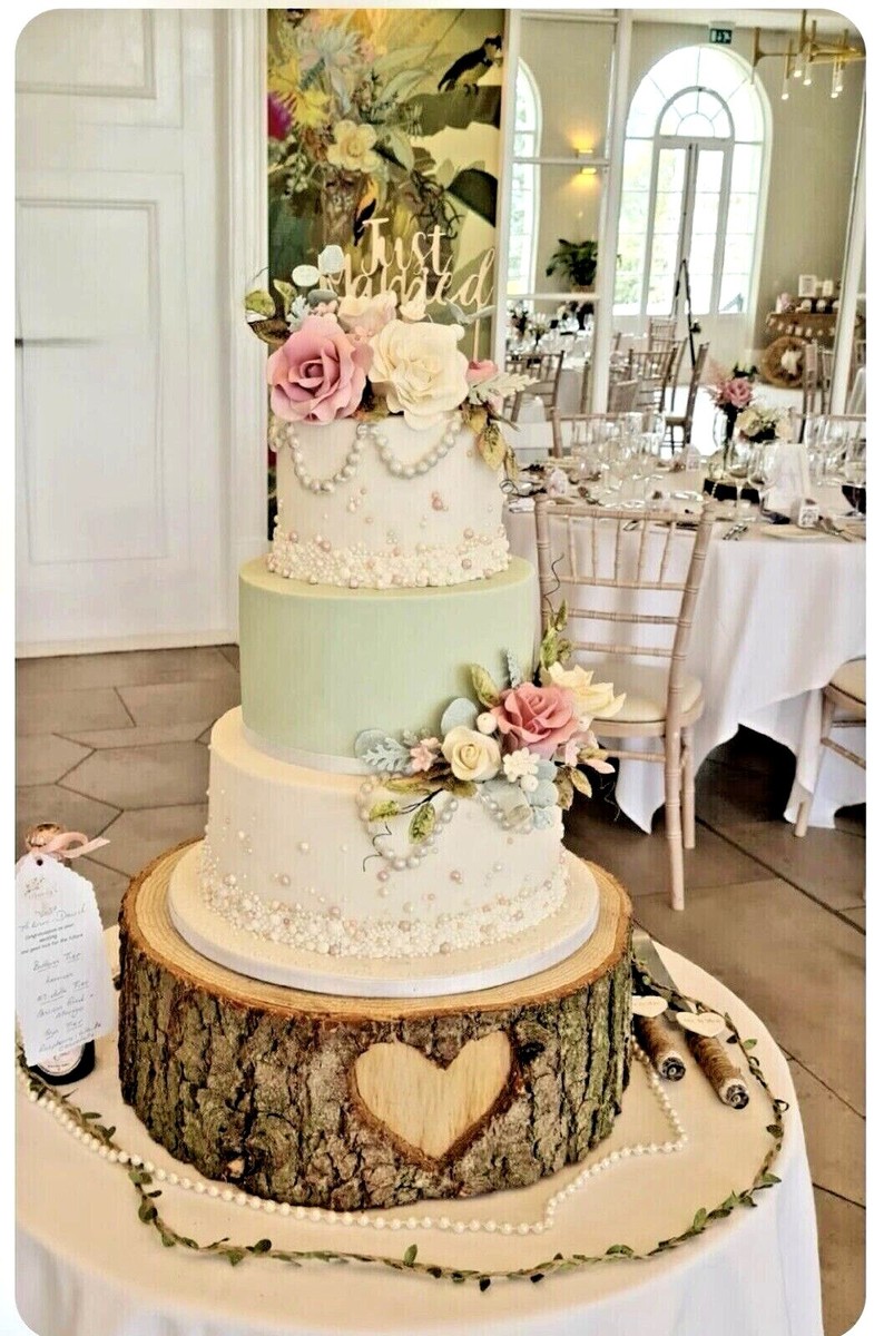 Wooden Wedding Cake Servers PERSONALISED RUSTIC CAKE STAND 2 DESIGNS