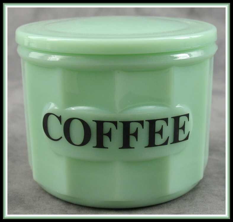 JADEITE GREEN GLASS COFFEE BOX CANISTER Lidded Jar Container | eBay