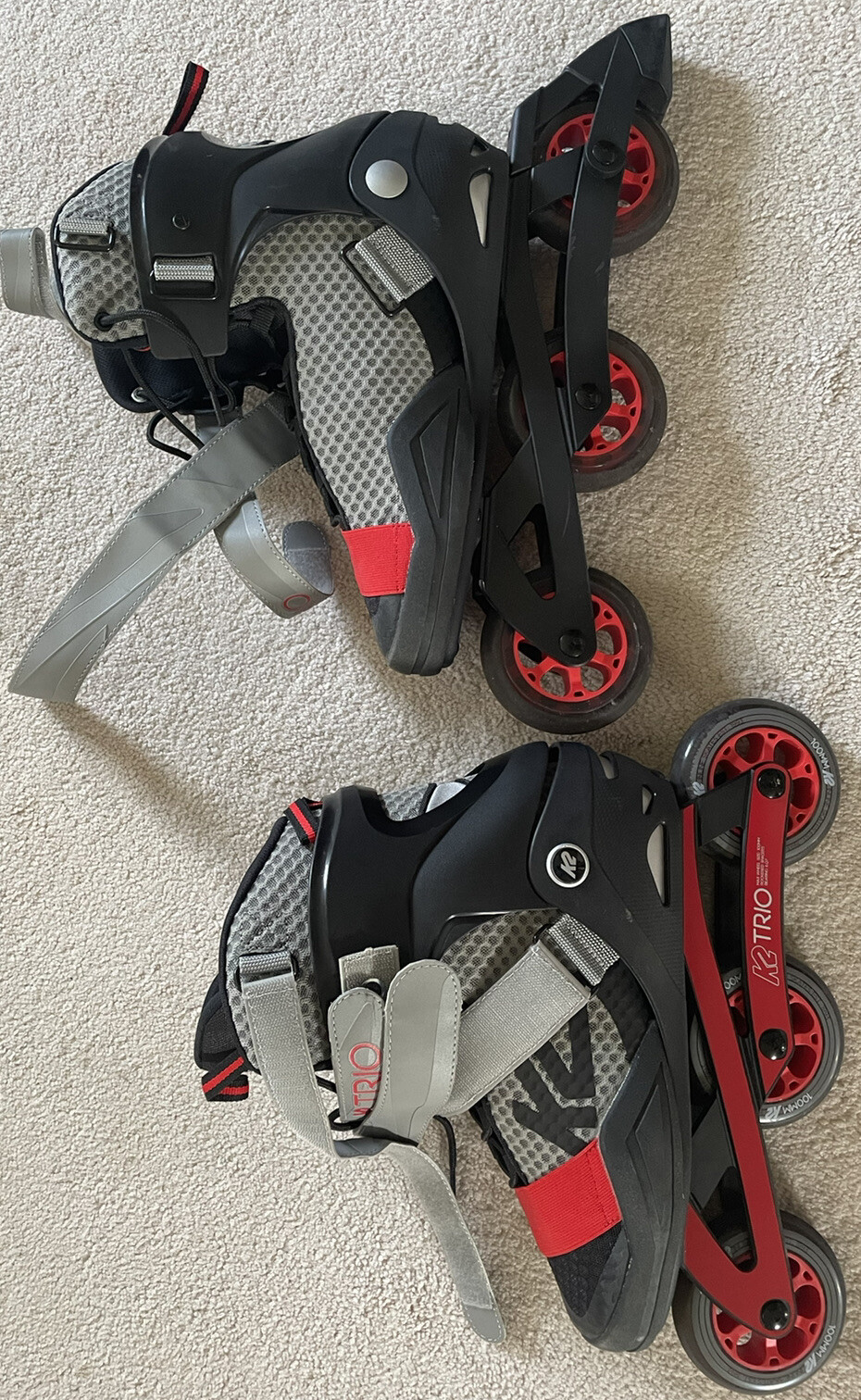 K2 TRIO 100 MEN'S INLINE SKATES Rollerblades 2020 Grey And Red 100mm ...