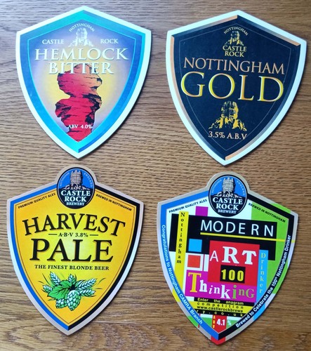 4 x PUMP CLIPS - CASTLE ROCK BREWERY, NOTTS. - PLEASE READ DESCRIPTION ...