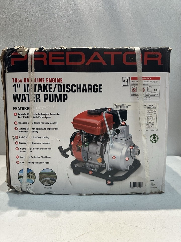 Predator 1 in. 79cc Gasoline Engine Clear Water Pump 35GPM Drain Pool ...