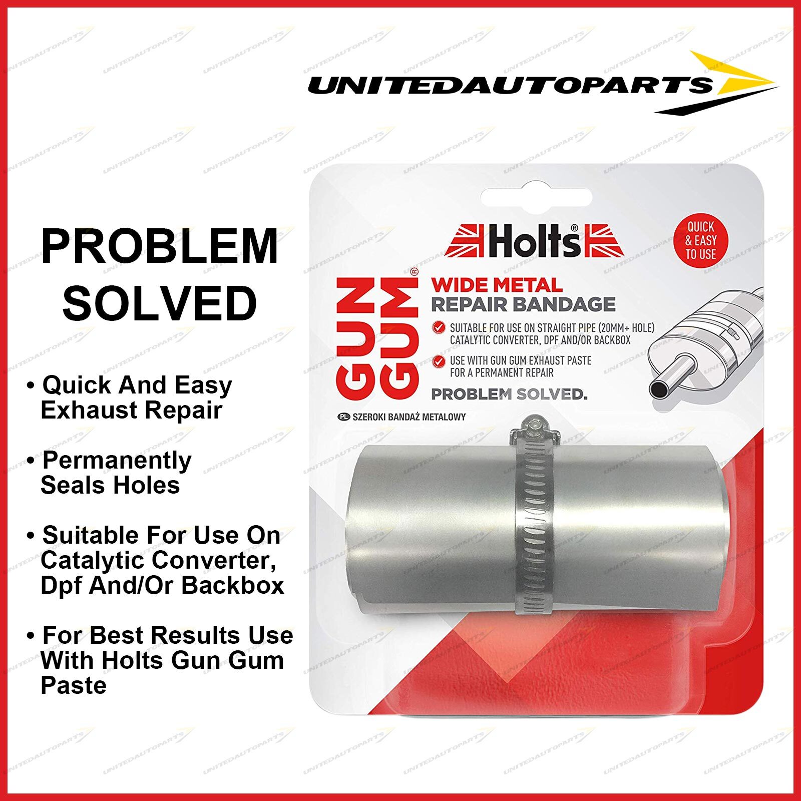 Holts Gun Gum Paste & Flexiwrap Silencer Wide Metal Repair Bandage Kit ...