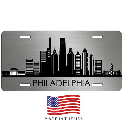 Philadelphia aluminum license plate car truck SUV tag black and grey ...