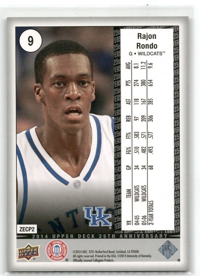 Rajon Rondo 2014 Upper Deck 25th Anniversary #9 SILVER Parallel ...