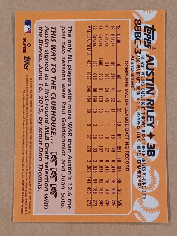 2023 Topps Chrome #88BC-3 AUSTIN RILEY 1988 Silver HOLO Refractor | eBay