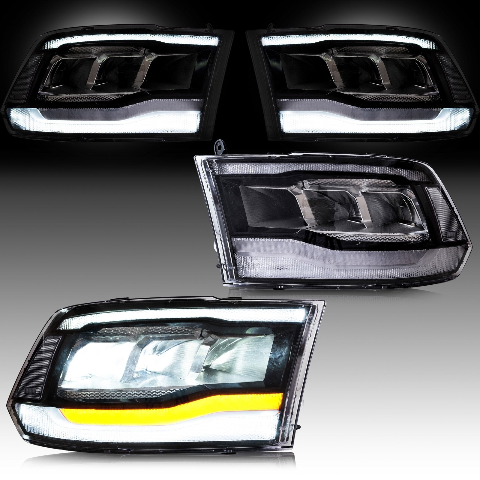 LED Sequential Headlights For 2009-18 Dodge RAM 1500 2500 3500 Classic ...
