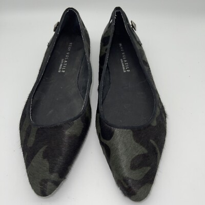 VERY VOLATILE Los Angeles SKYE Camo Flats Shoes Leather Brushed Hair ...
