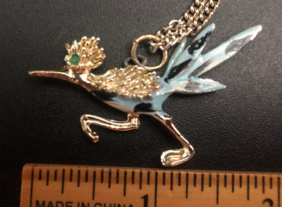 Necklace silver chain with roadrunner pendant - 24 inch - made in ...