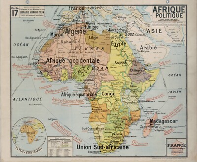 Carte Provinces France Afrique AOF AEF Vidal Lablache Paris Ecole ...
