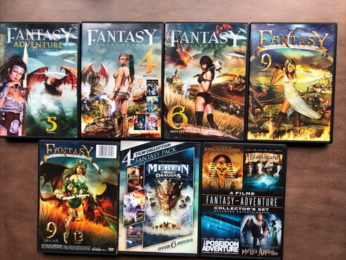 7 Lot Multi Disc, Multi Film Action Fantasy DVDs - 32 Total Films on 9 ...
