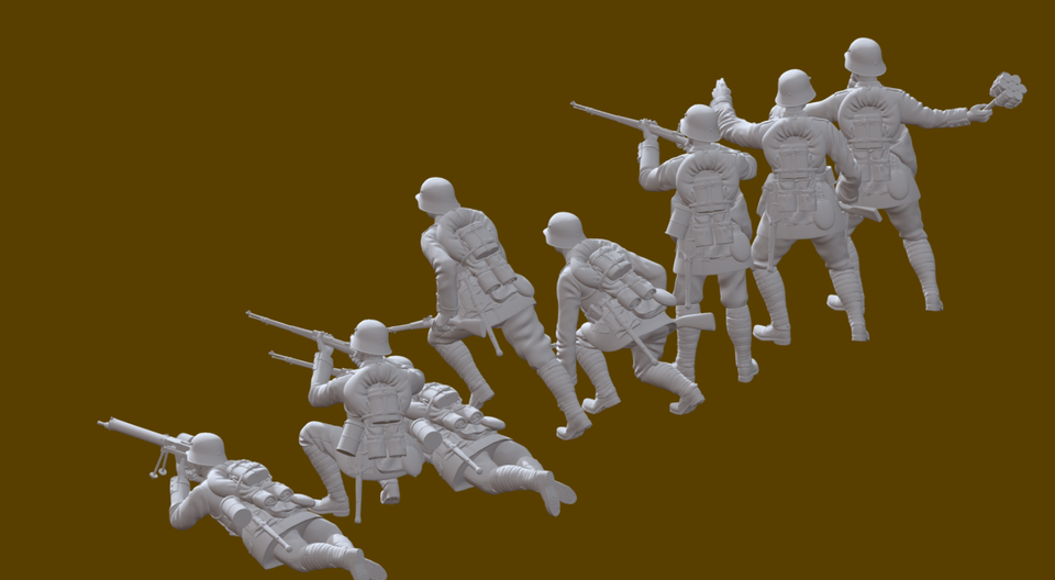 WwI German infantry 8 Figures 1/35 Scale Model Kit Resin Printed | eBay