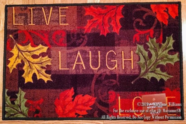 NEW FALL AUTUMN ACCENT RUG 20" X 30 LIVE LAUGH LOVE FALL LEAFS & COLORS ...