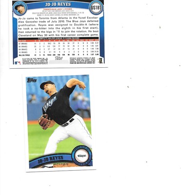Jo-Jo Reyes 2011 Topps Update Series Baseball Card #US181 Blue Jays 2 card lot | eBay