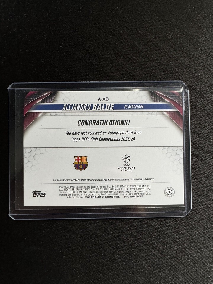 2023-24 Topps UEFA UCC Autograph Alejandro Balde #A-AB Barcelona | eBay