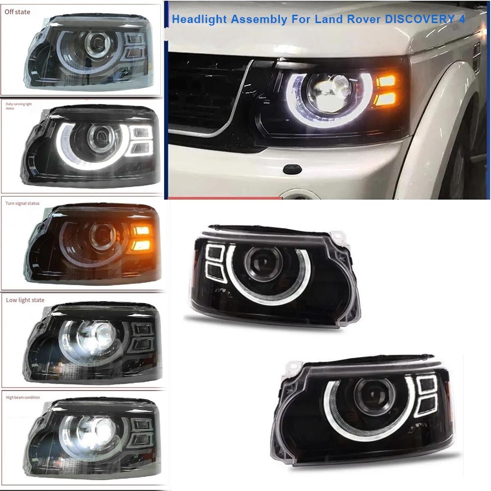 Pair LED Front Headlight Assembly For Land Rover Discovery LR4 2014 ...