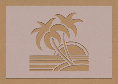 Beach Palm Tree Sunset Stencil Miami Crafting Tropical A6 A5 A4 A3 ...