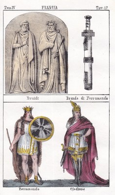 Franken Livre Frank Chlodio Faramund Pharamond King Lithographie 1840 ...