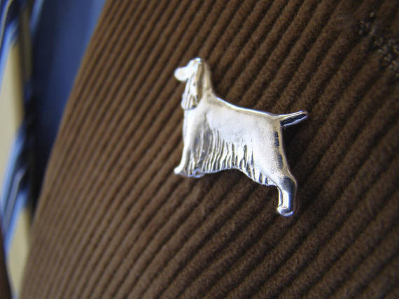 Small Sterling Silver English Springer Spaniel Standing Study Lapel Pin ...