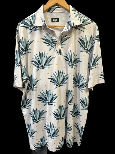 WAGGLE Golf Polo Shirt Men's XXL 2XL Agave Plant Short Sleeve Stretch ...