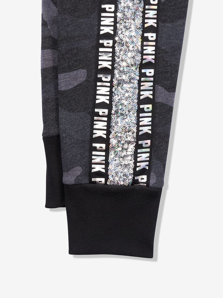 Victoria Secret VS Pink Sequin Bling Black Camo Skinny Jogger Pants XS ...