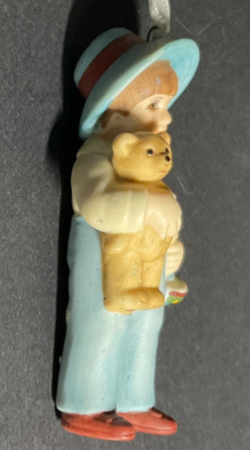 Vintage 1984 Jimmy Bell Ornament By Jan Hagara Boy Holding Teddy Bear ...