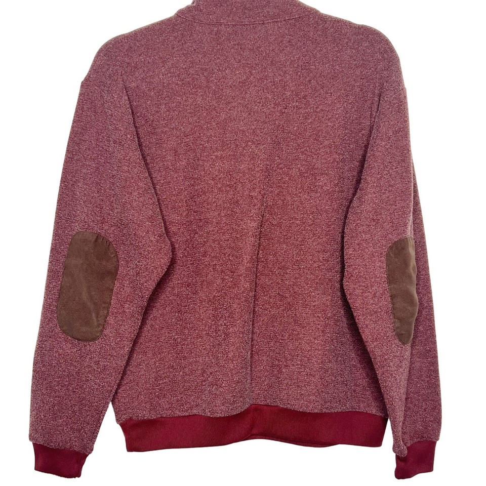 SCANDIA WOODS Elbow Patch Pullover Polo Sweater Relaxed Fit Burgundy ...