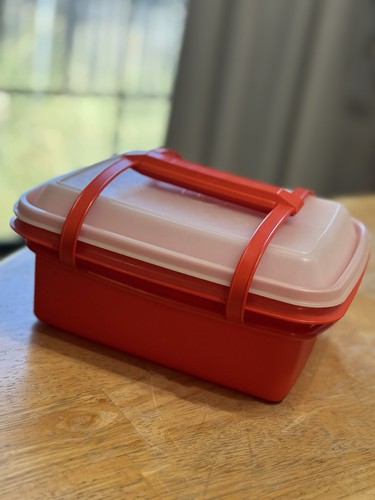 Tupperware Pak-N-Carry Vintage Lunch Box Orange with Handle & Lid ...