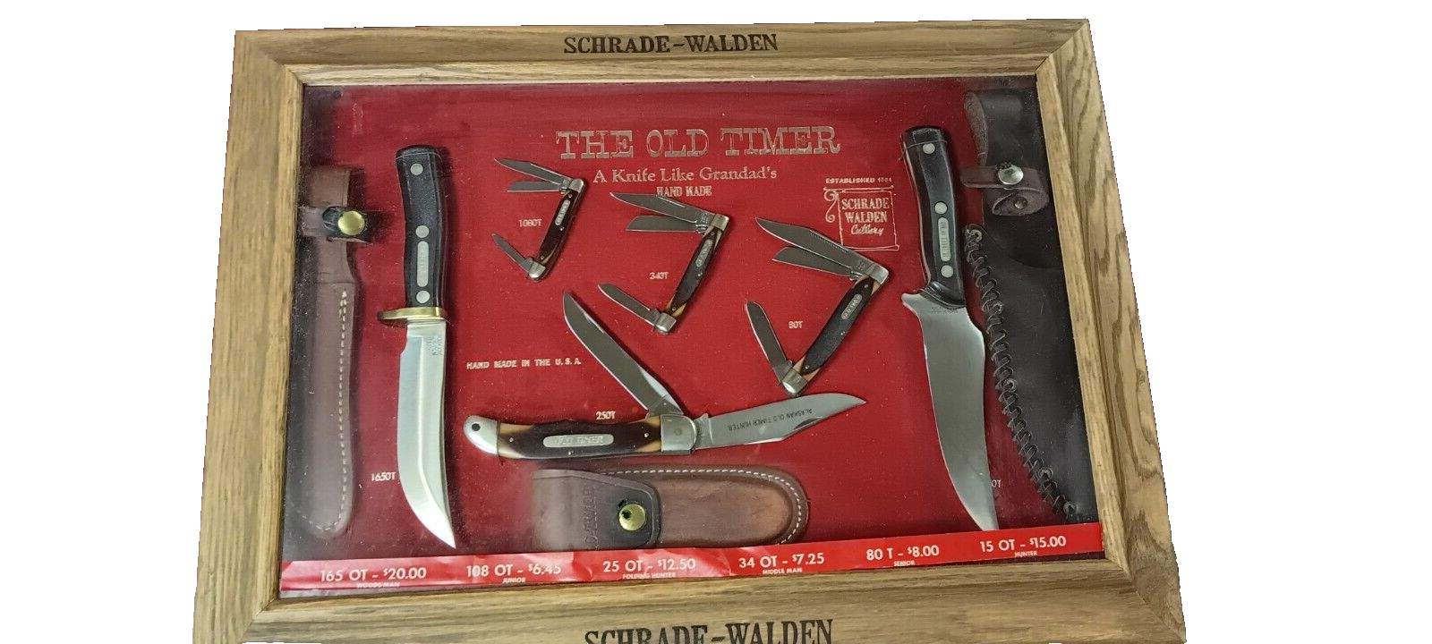 Schrade Old Timer Knives collection with factory Display case vintage ...