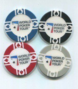 4 pc 4 colors 11.5 gram WORLD POKER TOUR poker chip samples set #180 ...