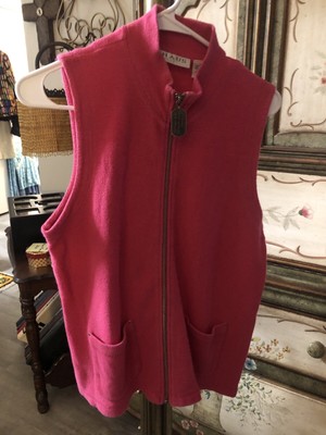 Chaus Sport Women's Medium Pink Sweater Vest Zipper Pockets Cotton ...
