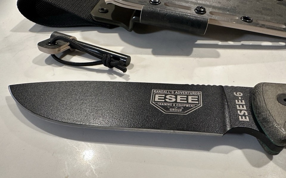ESEE Knives Esee 6 with Kydex Sheath and Fire Rod and Rod Holder Fixed ...