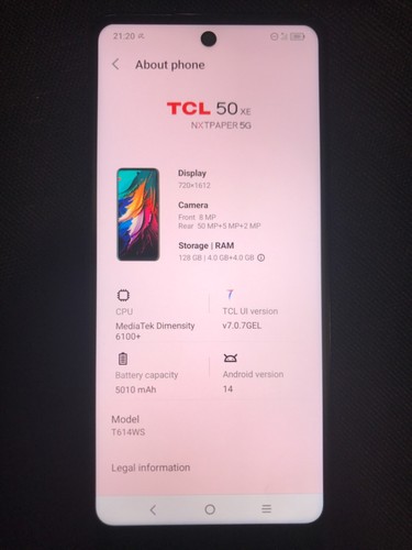 TCL 50 XE NXTPAPER 5G T614WS 128GB Clean IMEI | eBay