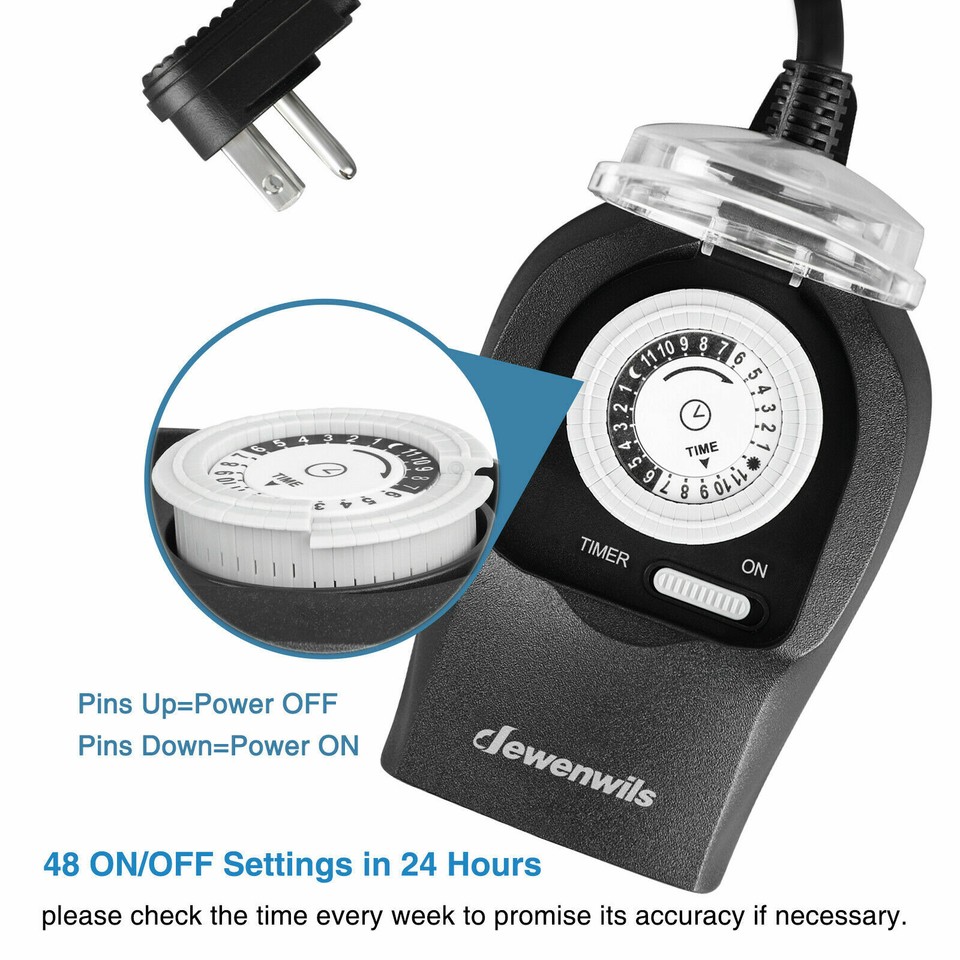 DEWENWILS Outdoor Timer for Light Plug in Electrical Outlet Switch ...